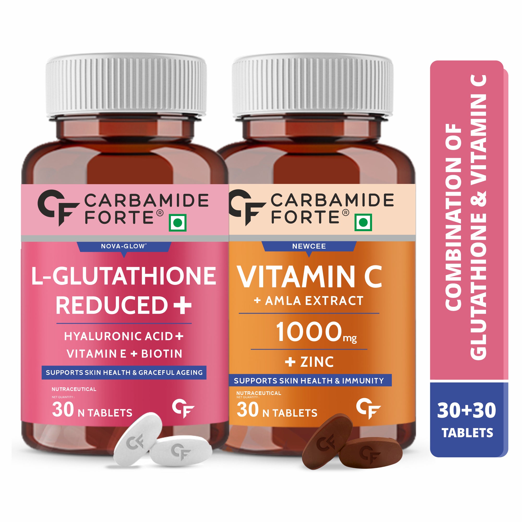 Carbamide Forte Japanese Reduced L Glutathione 500mg Tablets with Vita