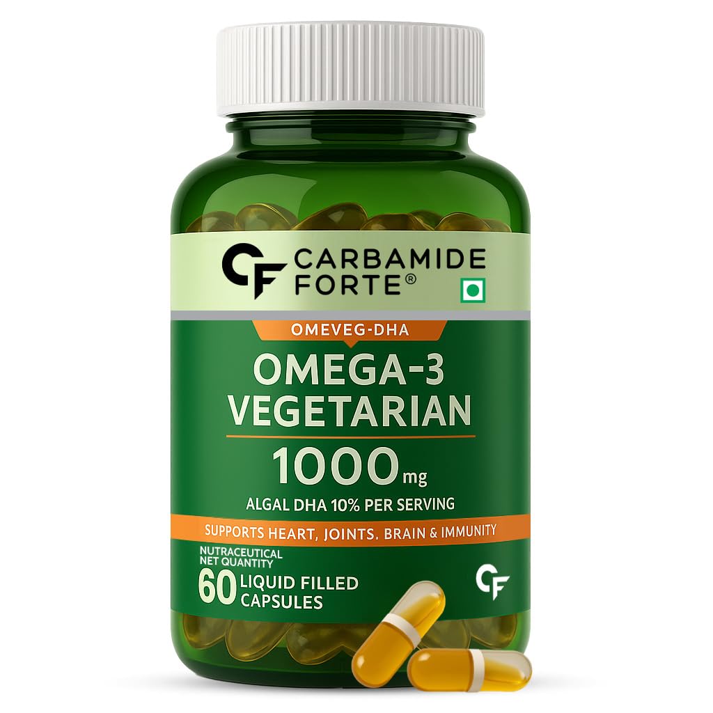 Veg Omega‑3 1000 mg with Algal DHA (Plant‑Based) | 60 Liquid Filled Ca ...
