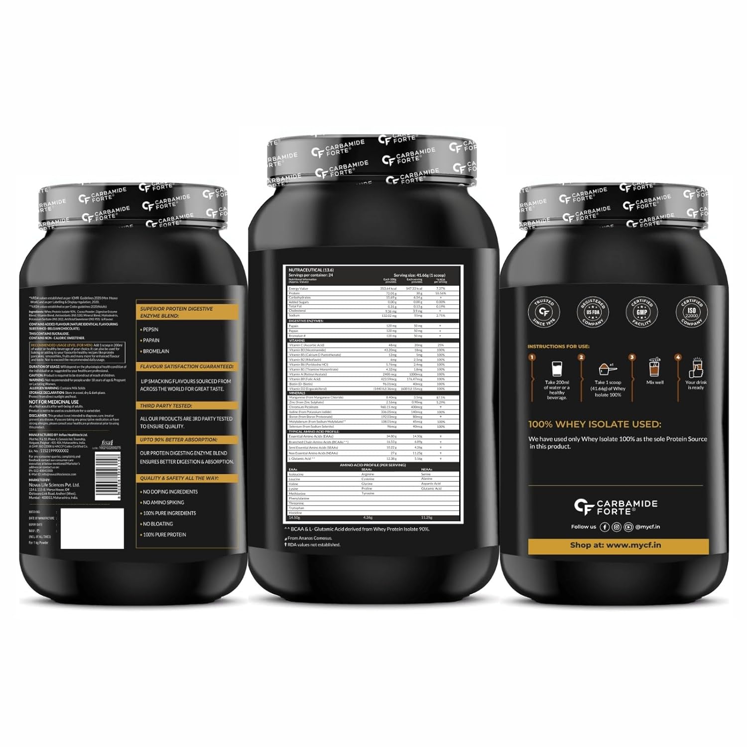 Carbamide Forte Whey Protein Powder Isolate | 100% Pure Protein Powder