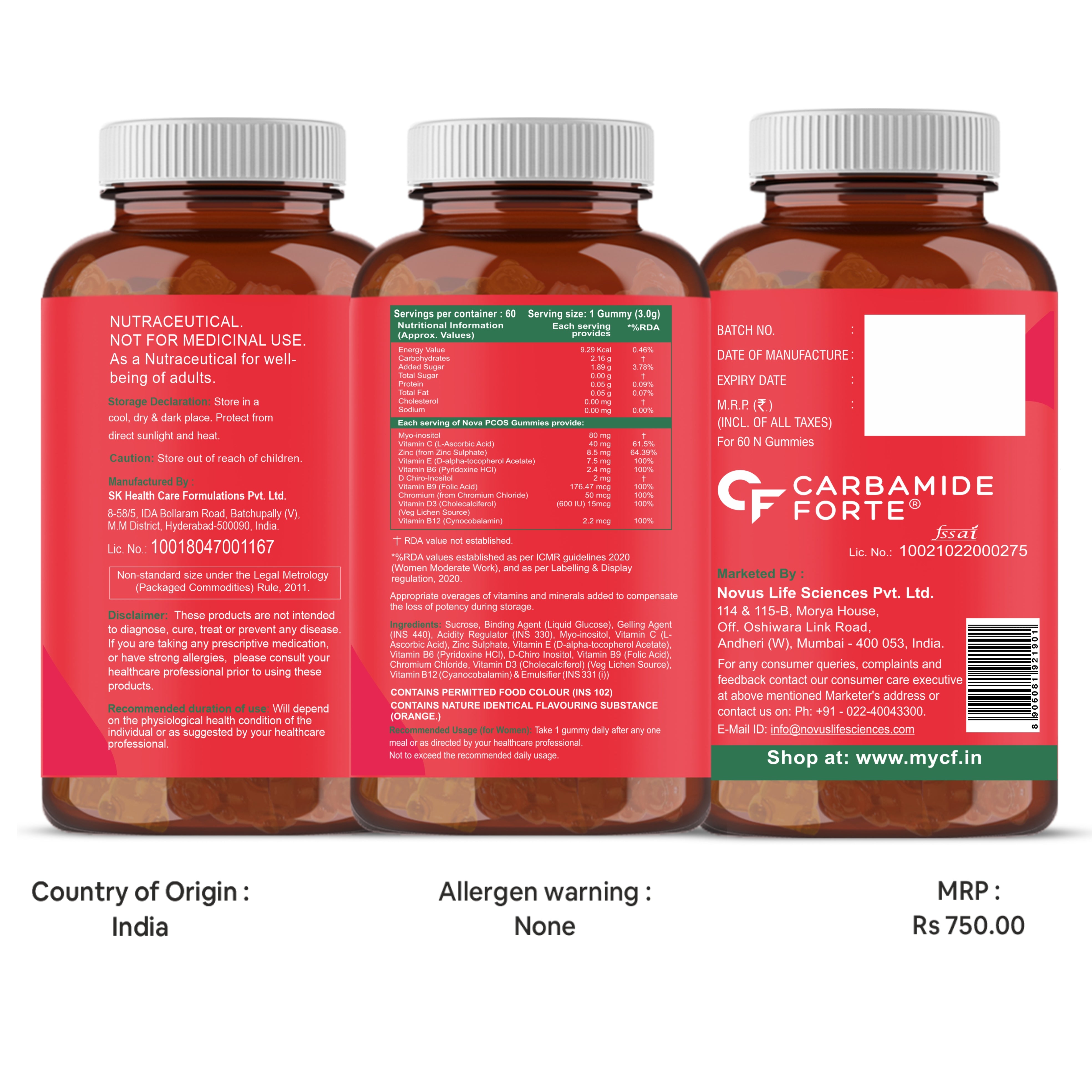 Carbamide Forte PCOS Supplements for Women with 40:1 Ratio of Myo & D